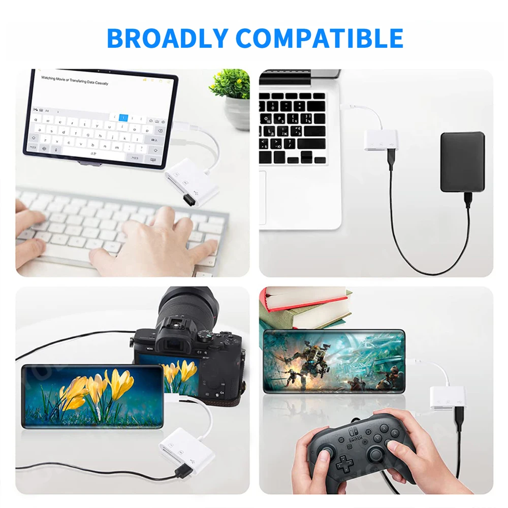 Sd Card Reader Adapter 3 In 1 Sd/tf/ Memory Card Adapter Type C Otg Sd ...