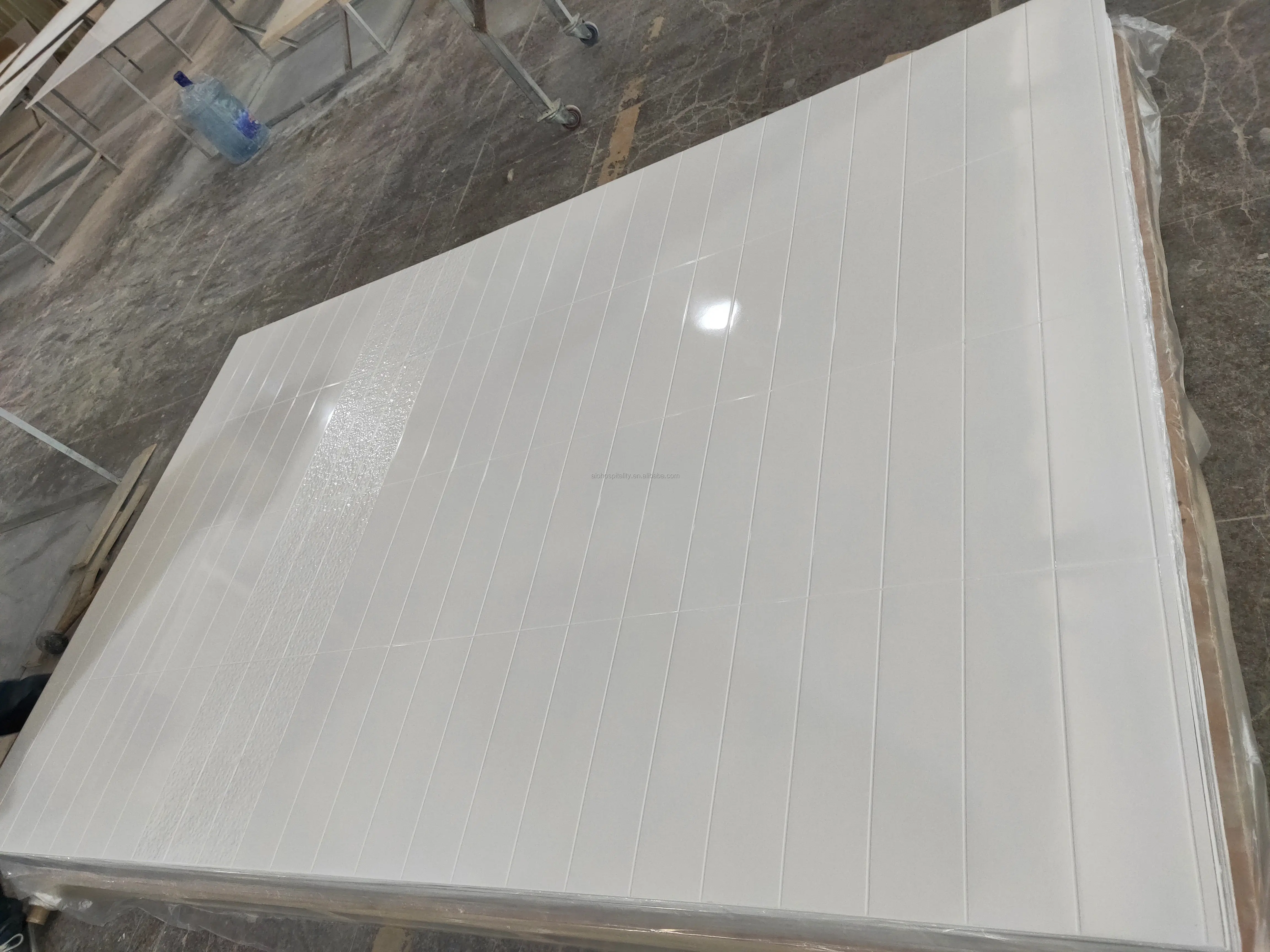 4''x15'' Confetti Pattern Solid White Cultured Marble Tub Surround ...