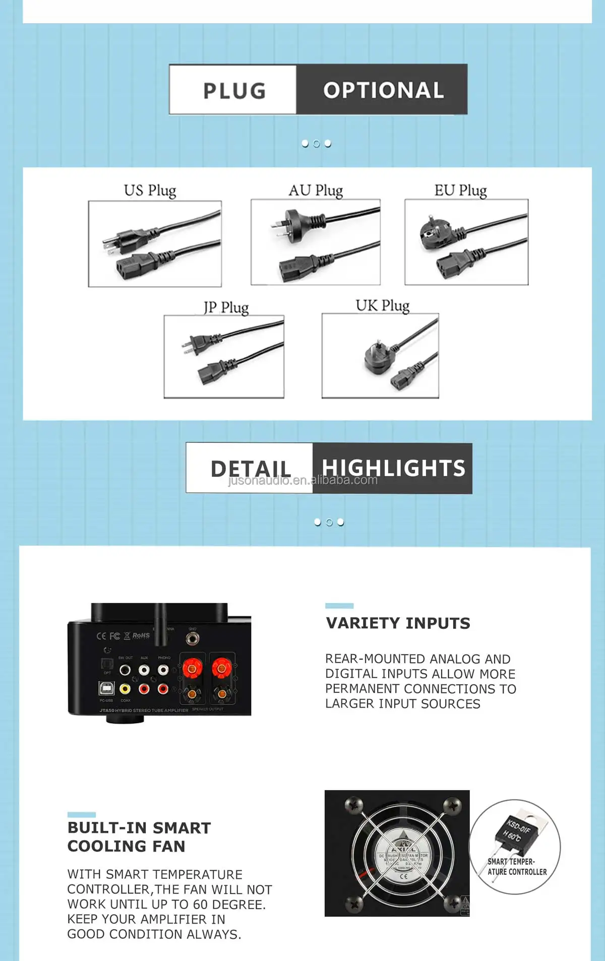 Juson Audio Jta50 130watts Home Audio Tube Amplifier Built In Phono ...