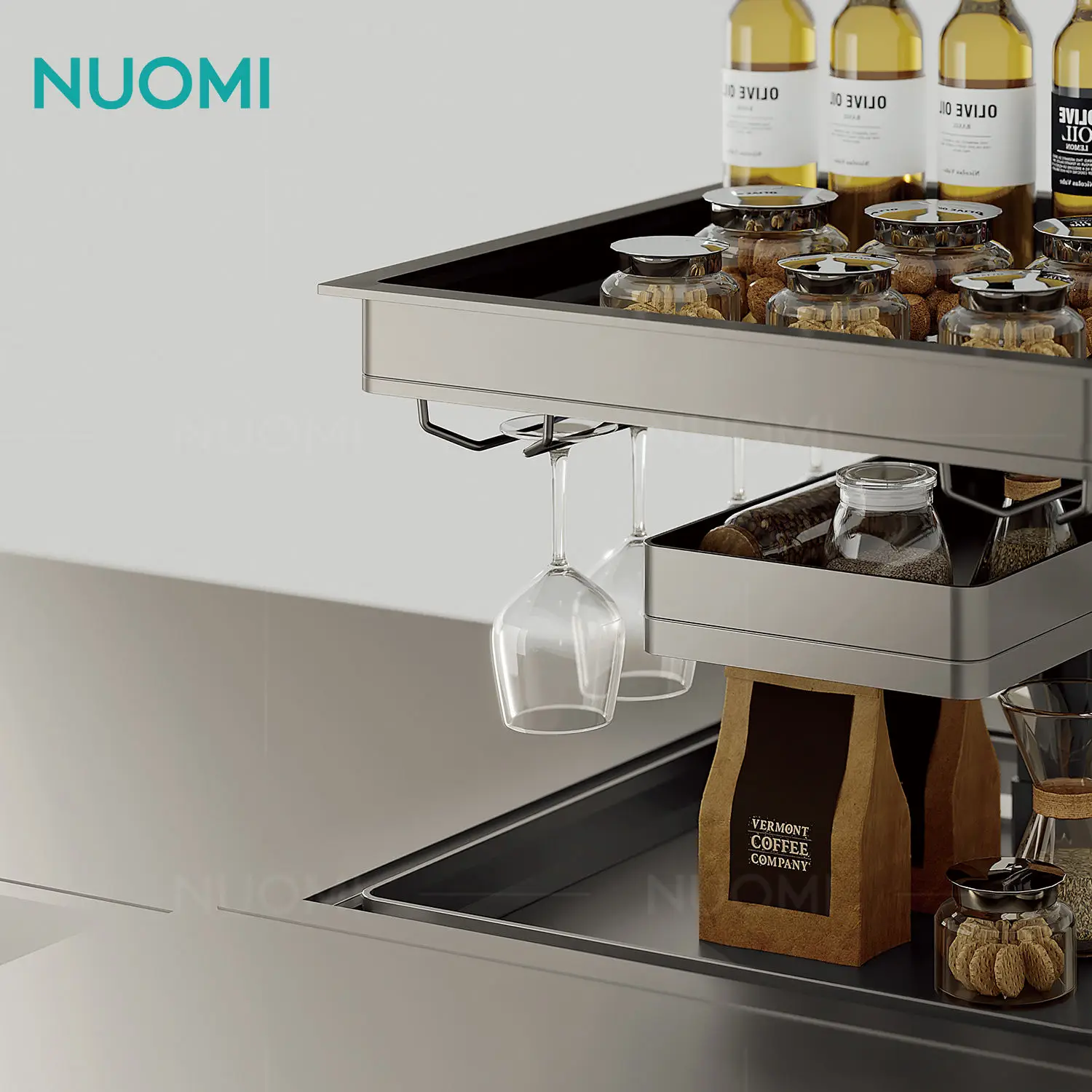 NUOMI Kitchen Cabinet Storage - Efficient Two Layer Organizer