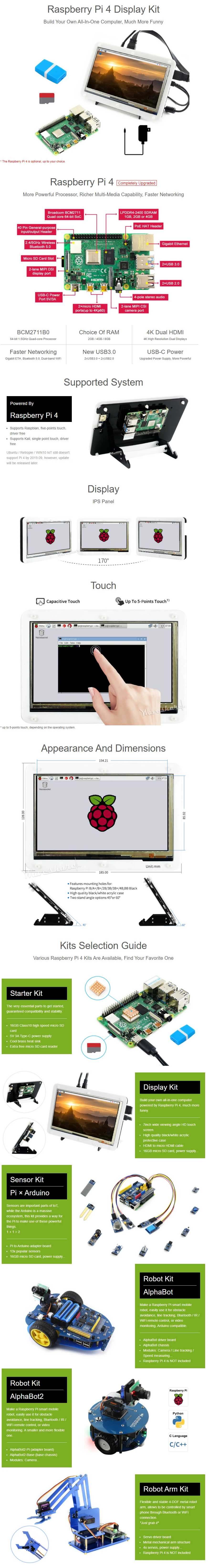 Raspberry Pi 4 Model B Display Kit - 7inch Touch LCD