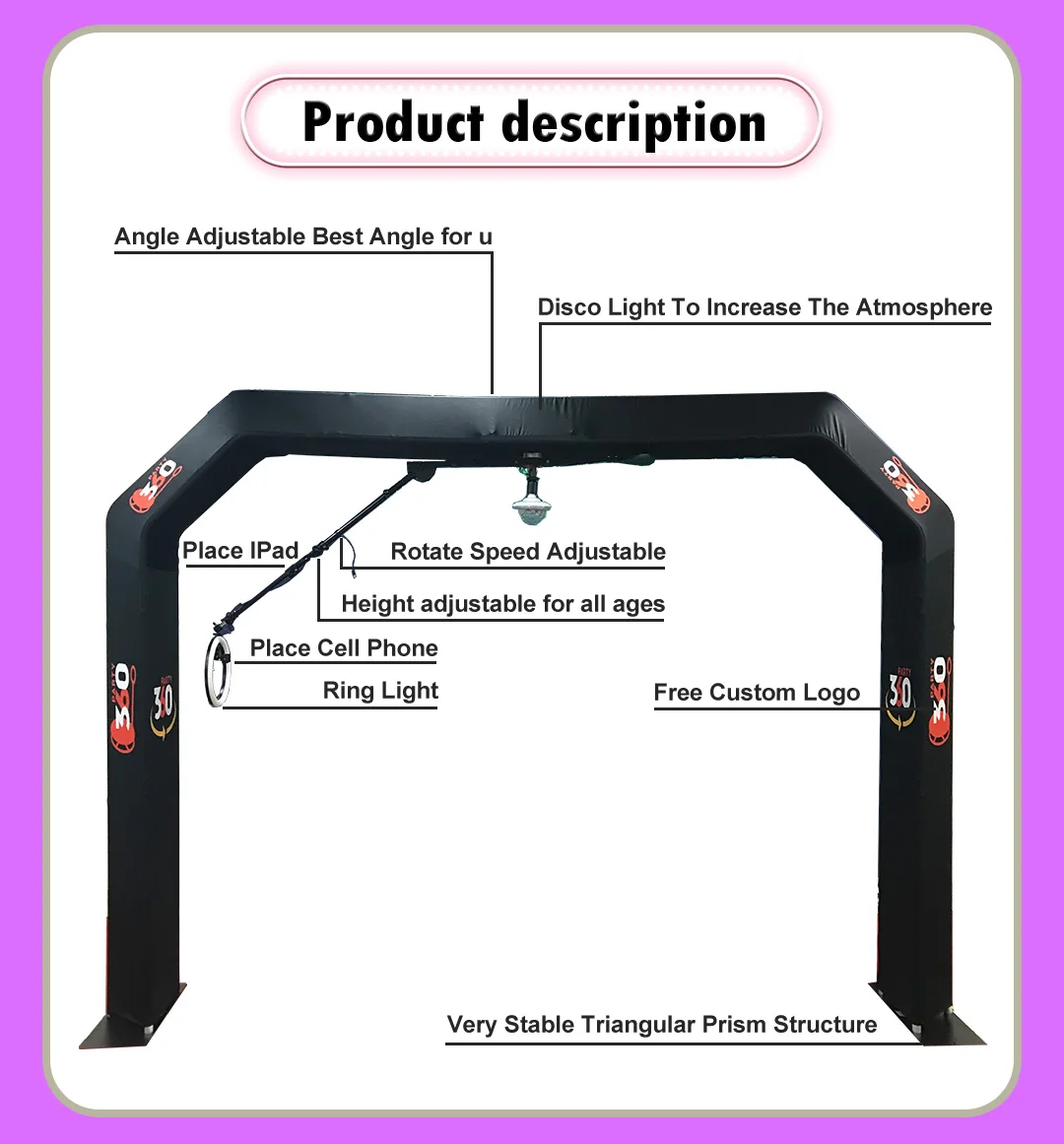 360 Degree Overhead Photo Booth Machine for Parties Sky Top Spinner ...