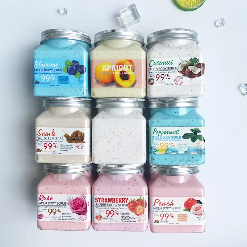 Custom Skin Whitening Strawberry Peach Blueberry Lemon Fruit Body Scrub ...