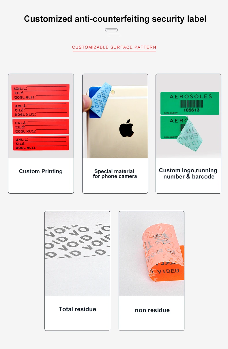 Custom Tamper Evident Security Sticker PET Self Adhesive VOID Labels ...
