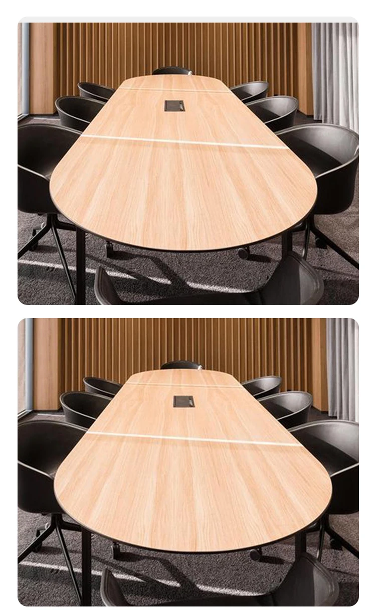 Boat Shaped Circular Conference Table Traditional-style Veneer Surfaced ...