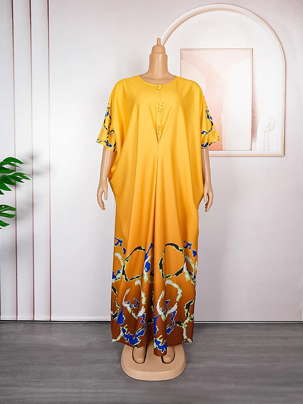 2024 African Hot Fashion Printed Floral Women Casual Dress Free Size ...