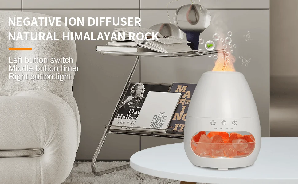 Factory Direct Sale 200ml Salt Stone Fire Flame Humidifier Aroma Diffuser Air Essential Oil ...