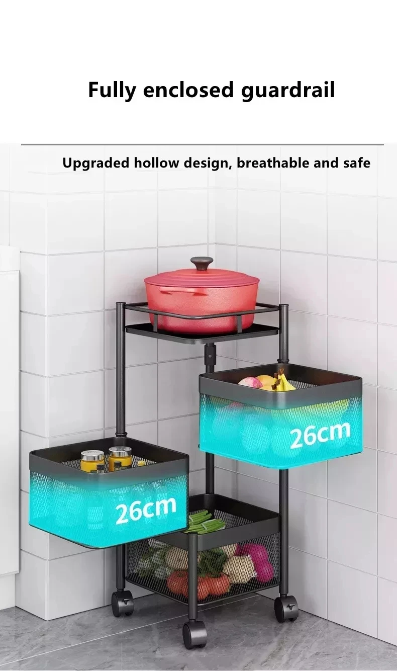 Household Storage Helper Square Rotating Rack 2-5 Layers Kitchen ...