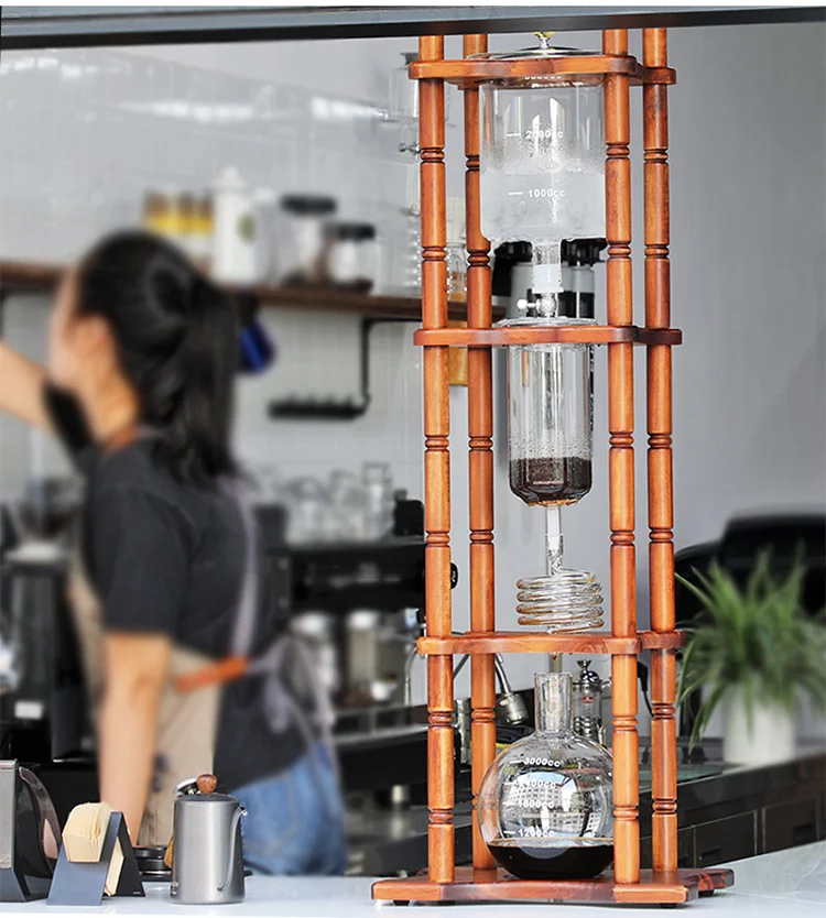 Wood Frame Espresso Slow Cold Brew 25 Cups Coffee Glass Pot Iced Drip ...