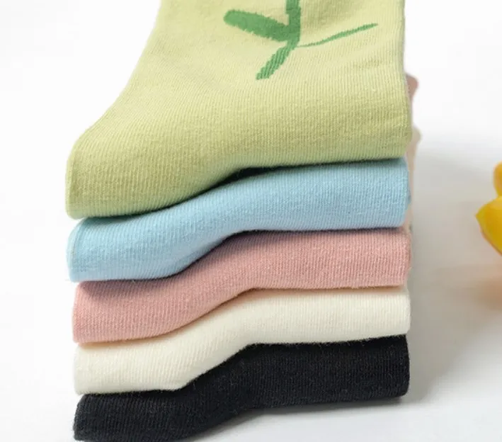 Ladies Fancy Socks Cute Korean Preppy Girls Pink Tulips Custom Logo ...