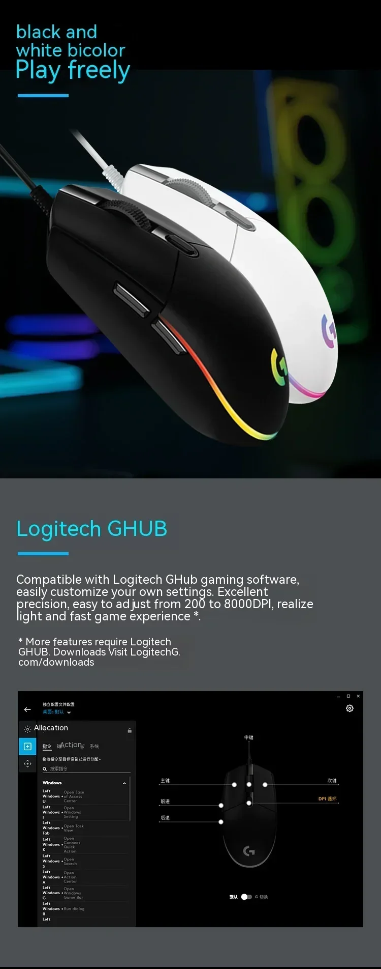 Logitech G102 G Pro Gaming Fps Glowing Mouse With Advanced Gaming ...