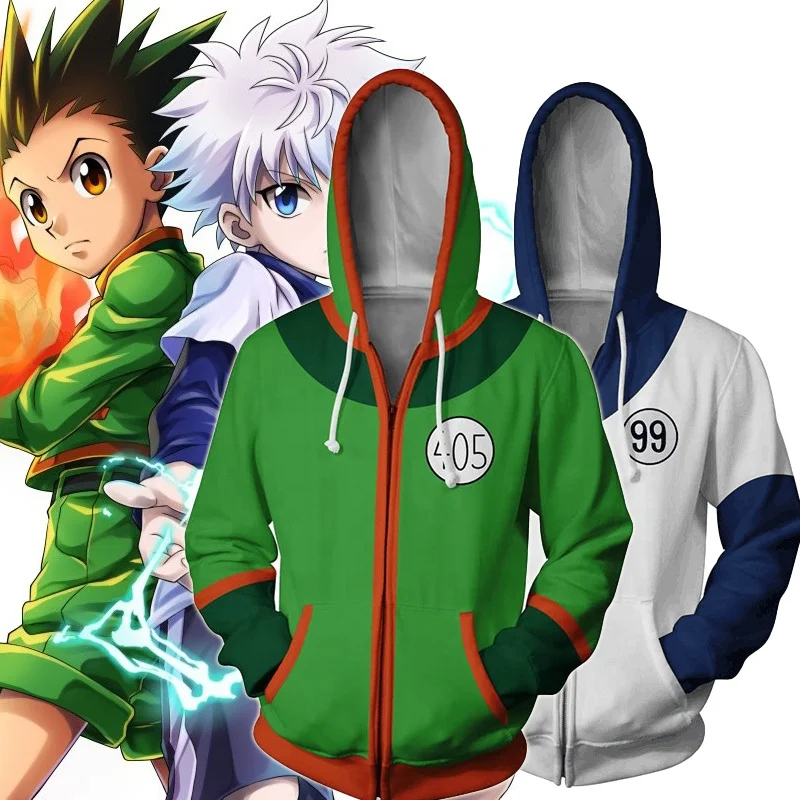 Anime Killua Zoldy HUNTER x HUNTER Cosplay Hoodies Gon Freecss Costume ...