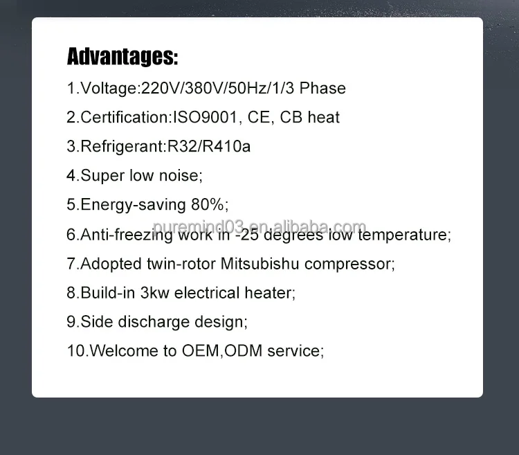 Puremind Oem R32 Evi Monoblock Cooling Heating Hot Water Wifi Control ...