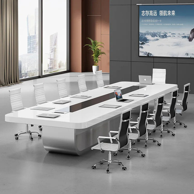 Modern White Lacquer Conference Table Set Eco-Friendly Sturdy and ...