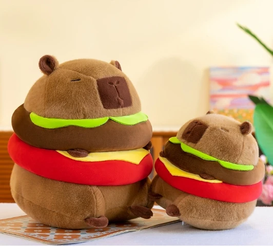 Capybara Hamburger Plush Simulation Capibara Plush Toy Kawaii Water ...