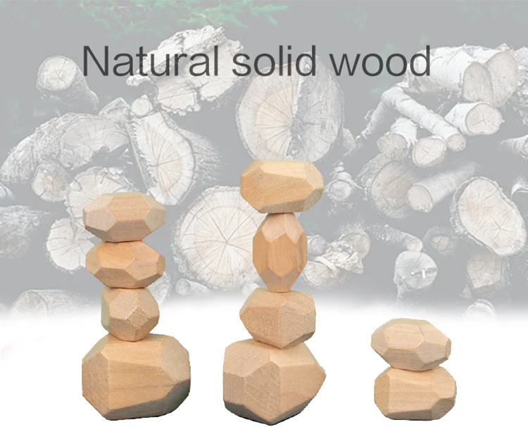 Wooden Stacking Stones Educational Montessori Stacking Toy Block Stone ...