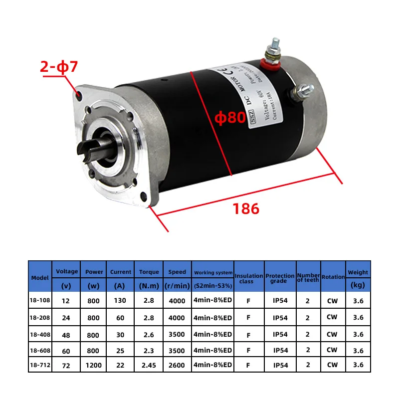 12v800w Dc Motor For Tail Lift Spinner Wing Truck Dump Truck Electric ...