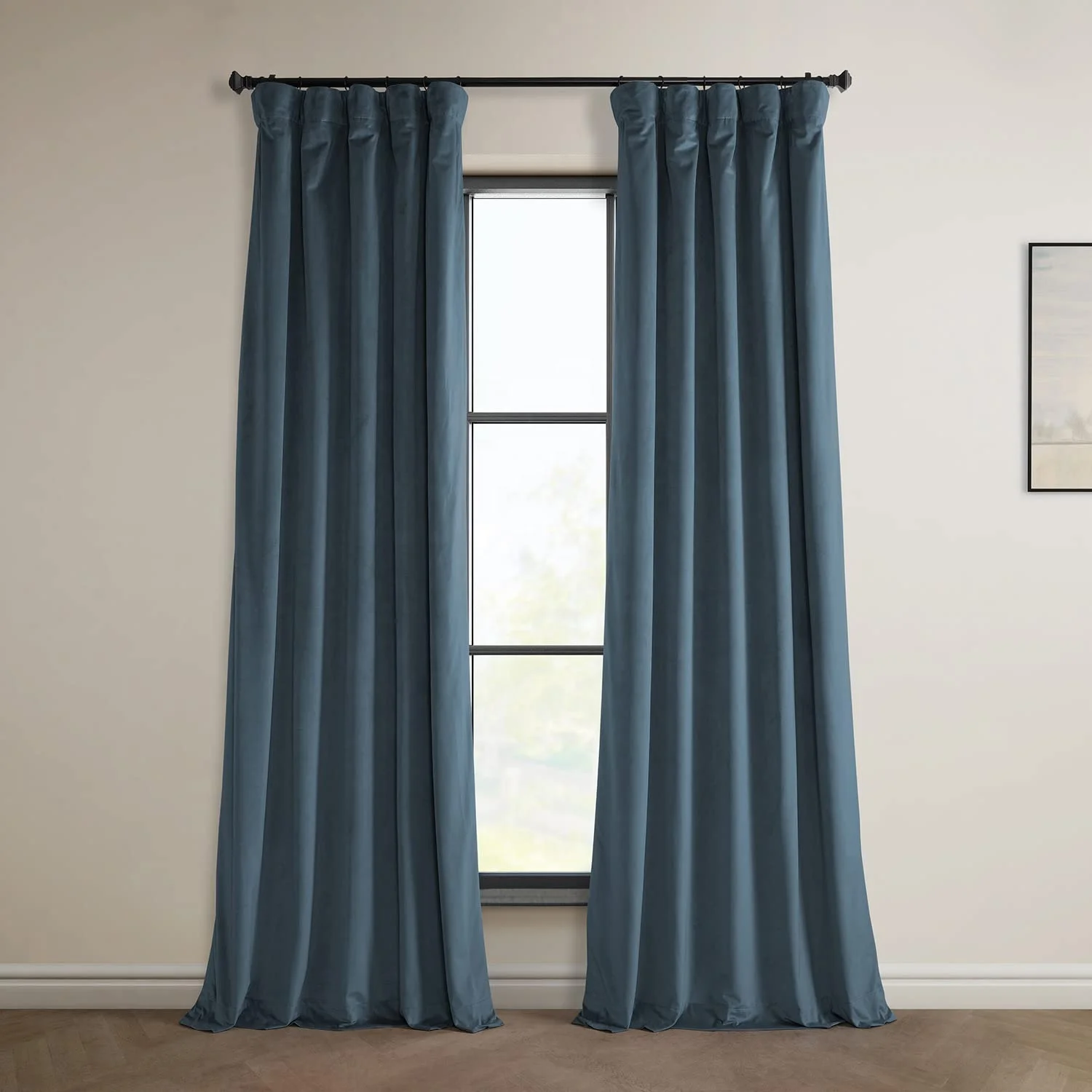 Bindi Luxury London Blue Velvet Curtain Room Darkening Heritage Plush ...