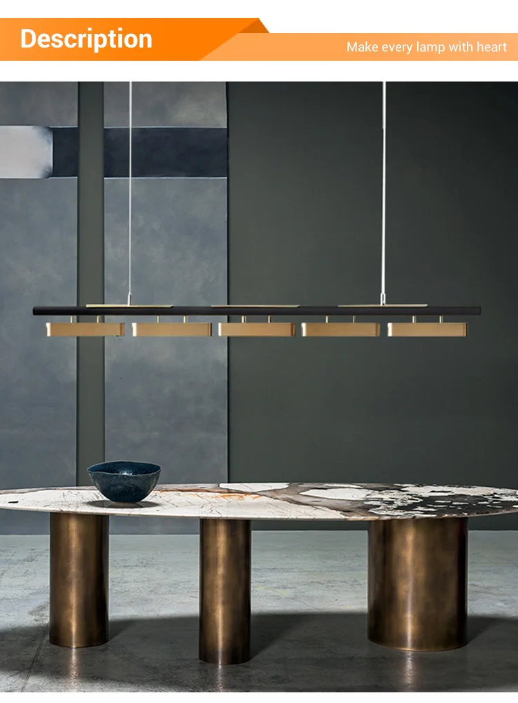 Modern Luxury LED Dining Table Chandelier Height Adjustable Strip ...