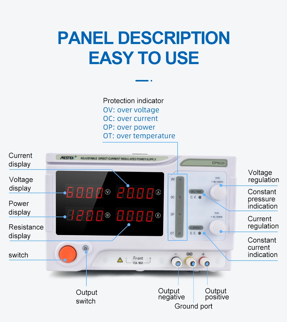 1200W 60V 20A Laboratory DC Power Supply with Intelligent Protection