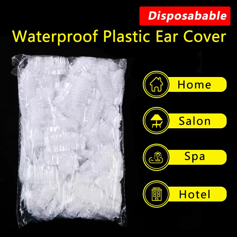 Transparent PE Plastic Disposable Ear Cover for Salon Hair Dye ...