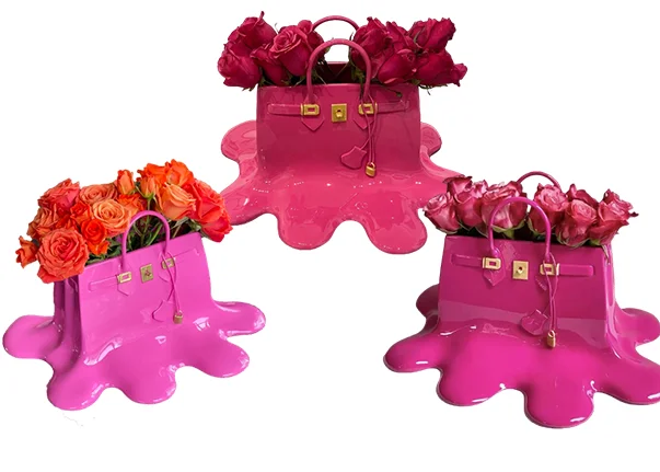 Custom Resin Creative Handmade Birkin Flower Pot Handbag Shape Vase ...