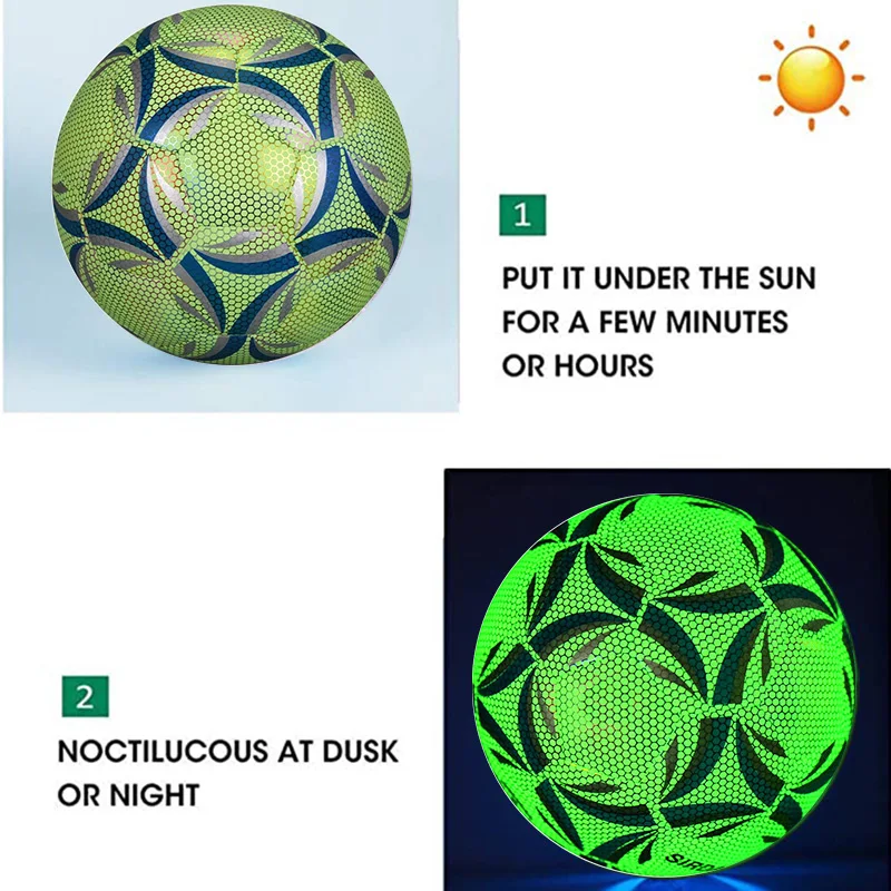 Glow in the Dark Football - Reflective Soccer Balls for Night Training