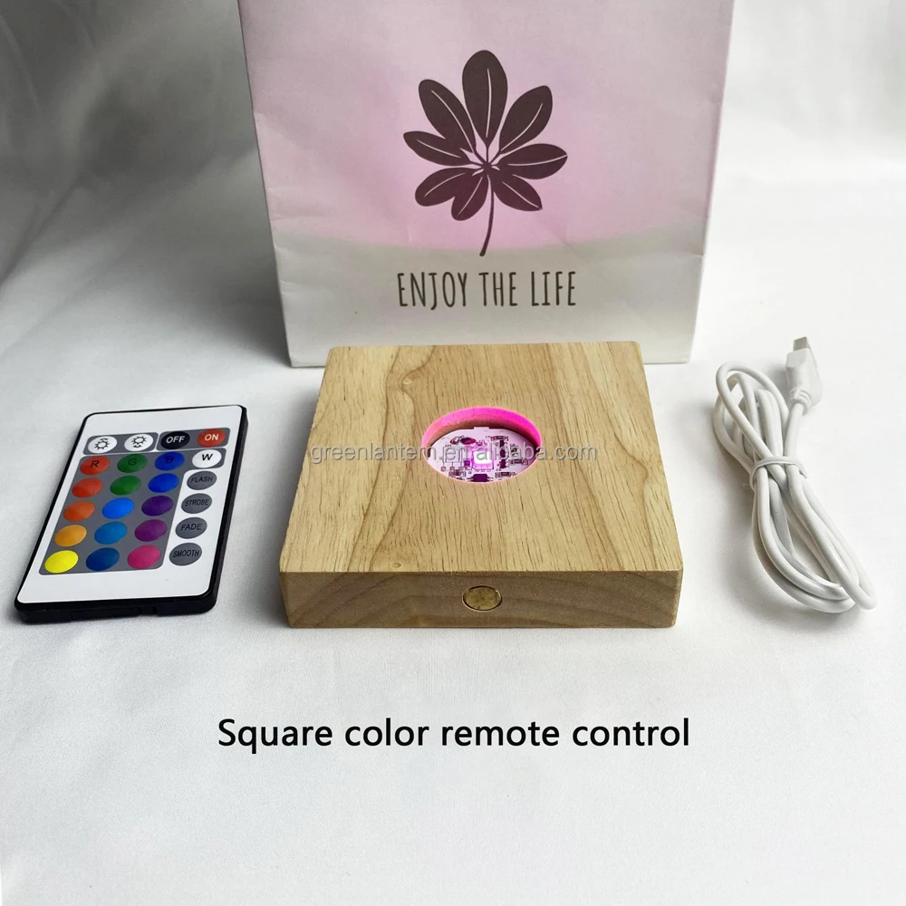 Custom 8cm Rechargeable Battery Wooden Light Base RGB