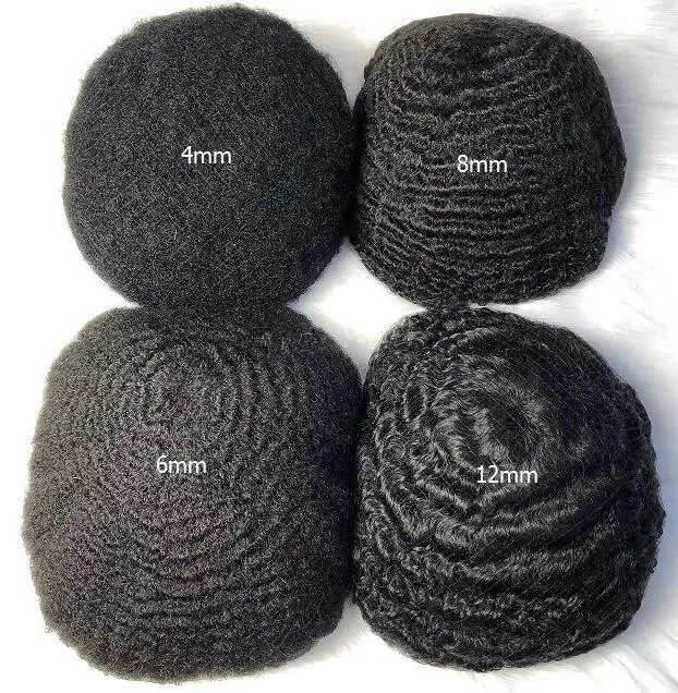 PU Afro Kinky Curly Silicone Toupee Men V-Loop Kontes
