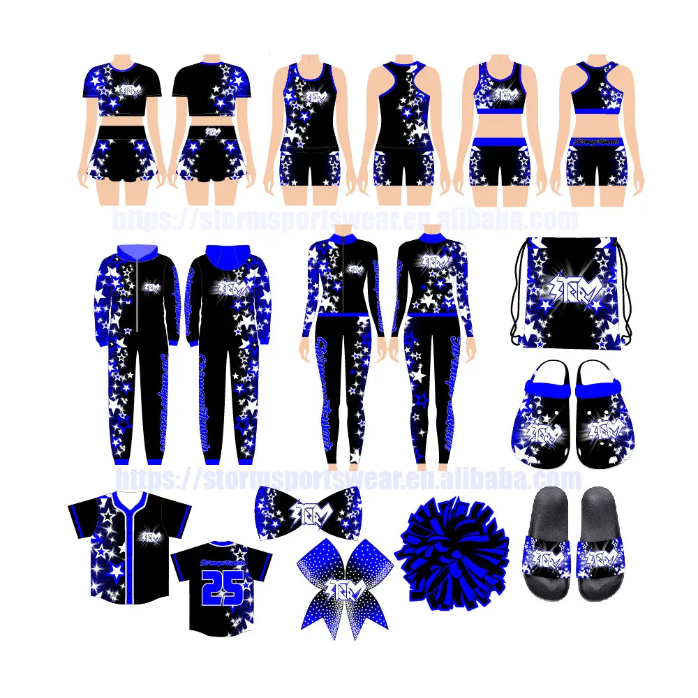 Custom All Stars Cheerleading Costume Packages Royal Blue Cheerleading ...