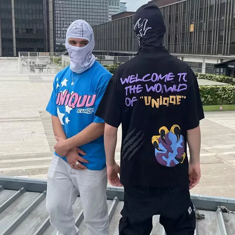 Y2k Round Neck 100% Cotton Heavyweight 220gsm Puffy Letters Mens Tee ...