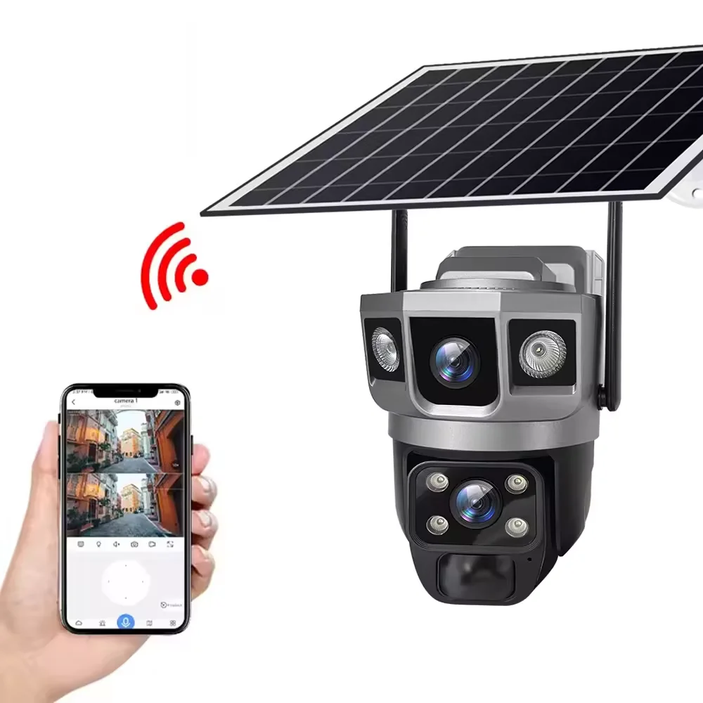 V380 Pro Dual Lens Solar Power Camera with night vision WiFi 4G Lte Sim ...