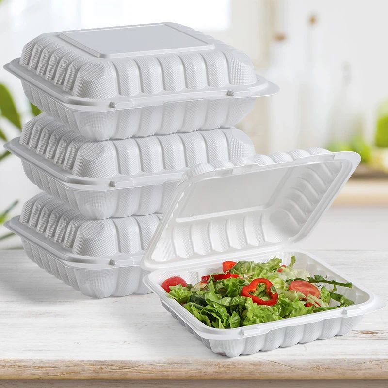 8x8" 3-compartment Eco-friendly Clamshell To Go Box Mineral Filler ...