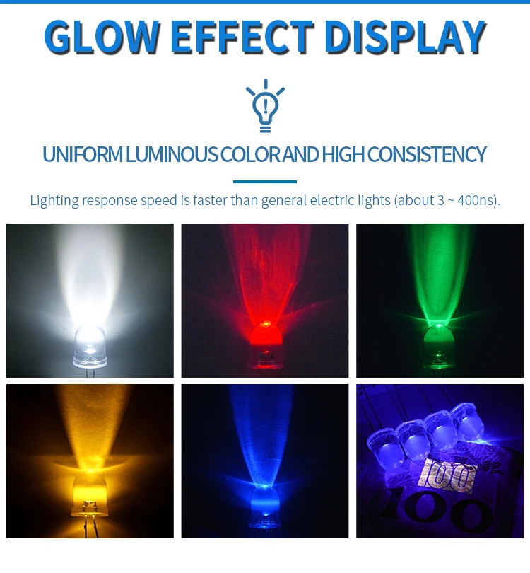 Czinelight Free Sample 10mm Round Top Dip Led Beads Long Pins Water ...
