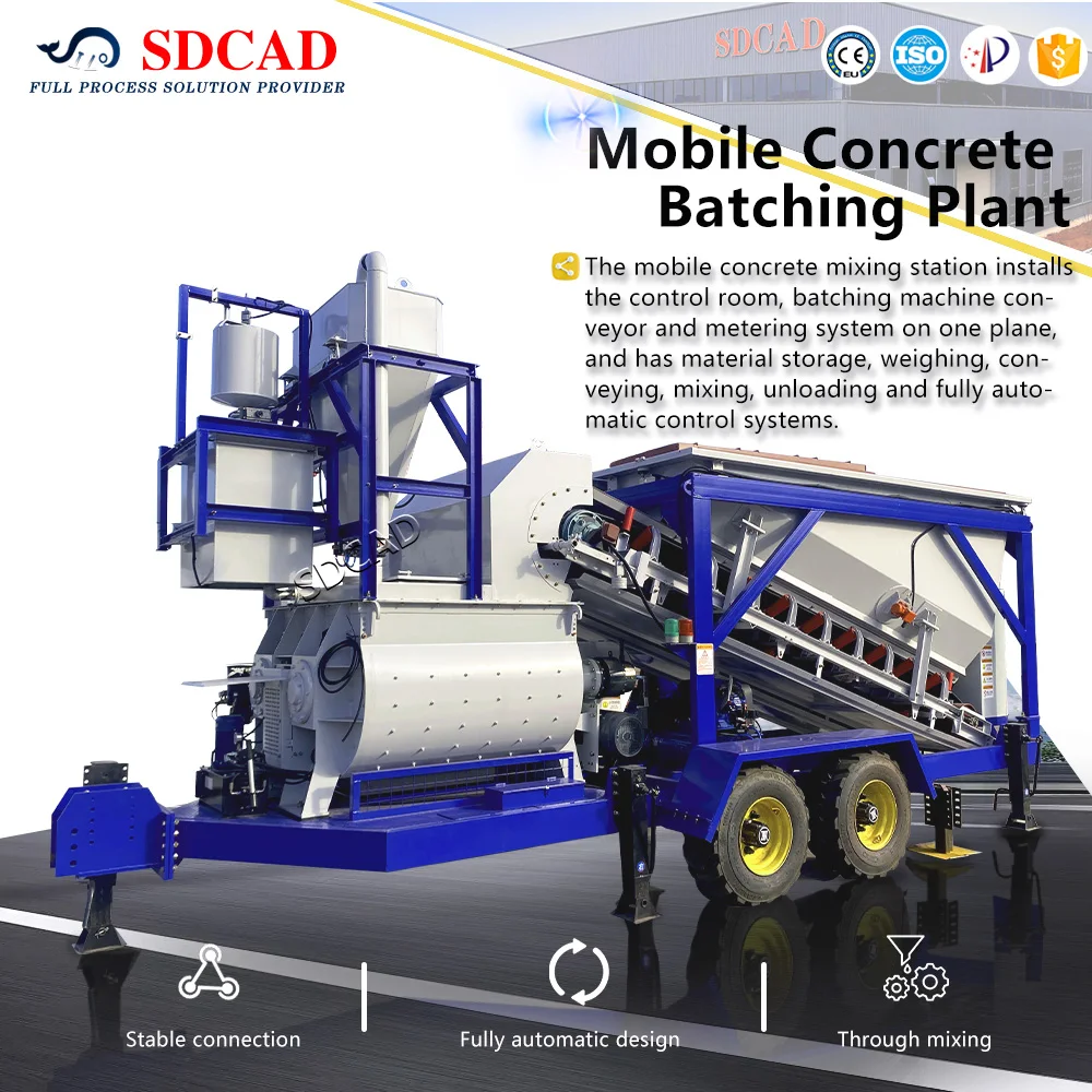 CE ISO Certificate 10 to 100 M/h Mini Beton Central Mobile Dry Concrete ...