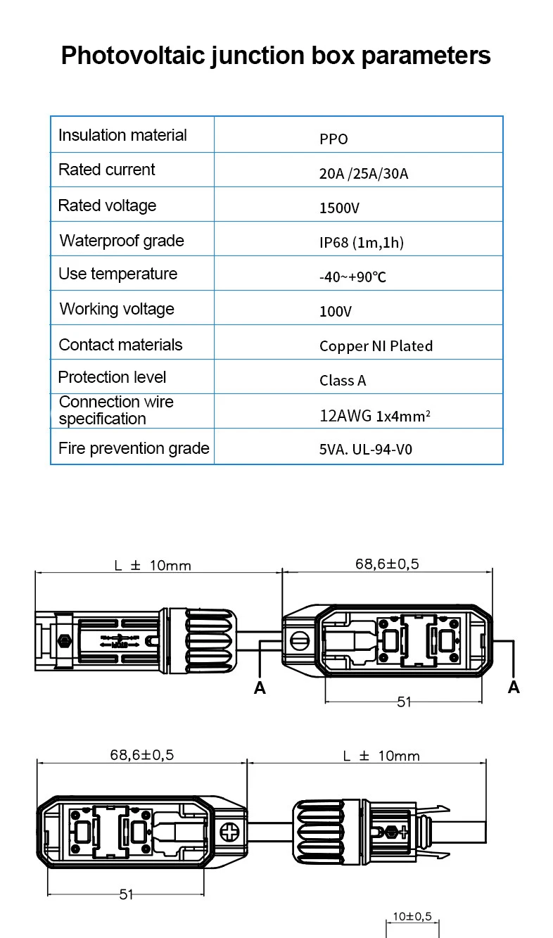 Photovoltaic Junction Box Adapter Photovoltaic Connector Solar Panel ...