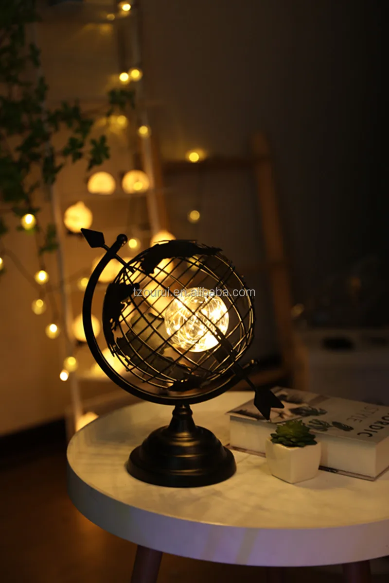 Illuminated Rotating Globe Lamp Led Lighted Desk Globe Earth Metal ...