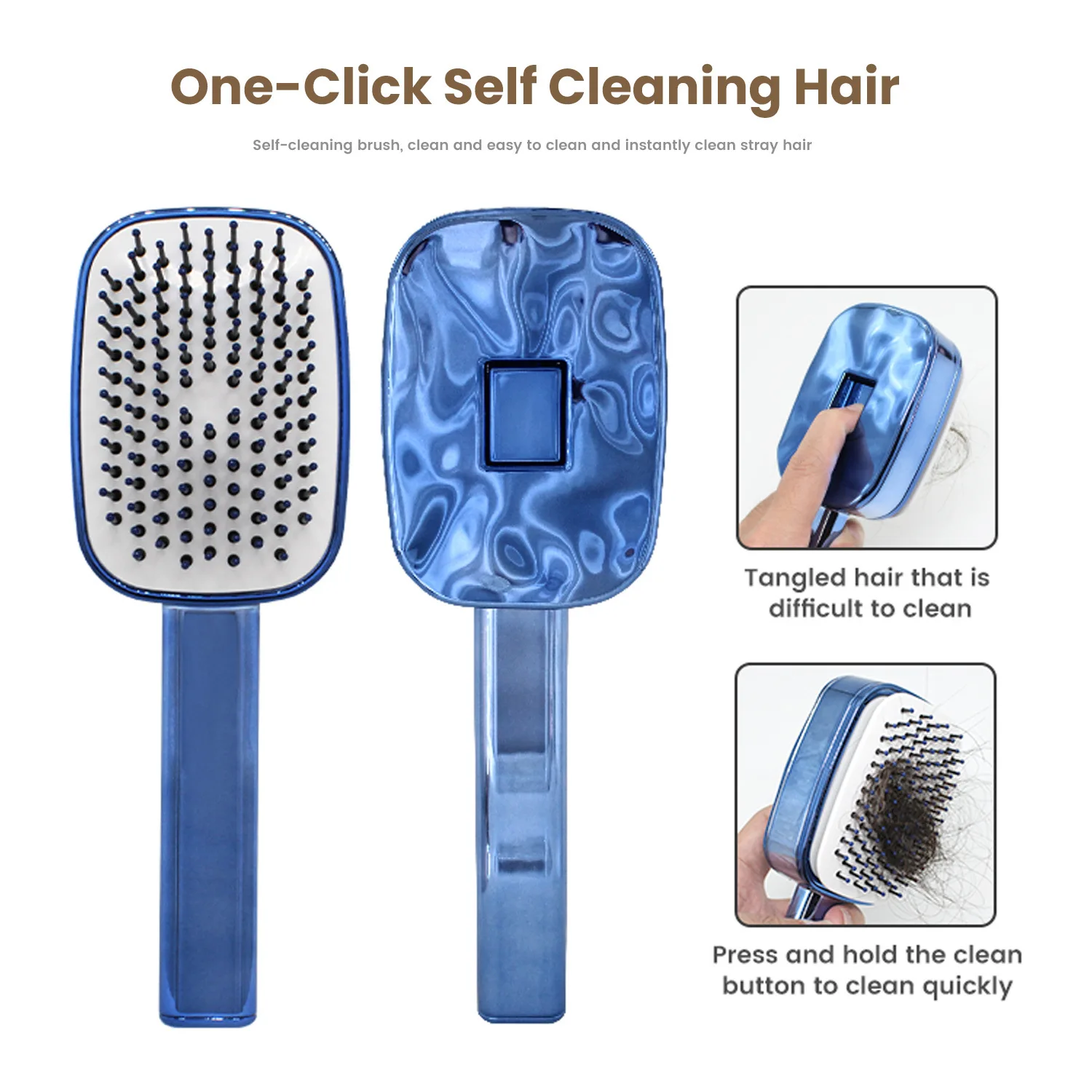 Custom Logo Salon Self-Cleaning Hair Comb - One-Key Click
