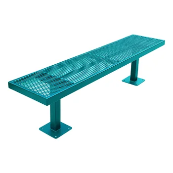 Outdoor 6 Foot 8 Foot No Back Expanded Steel Bench Seat Outside Metal ...