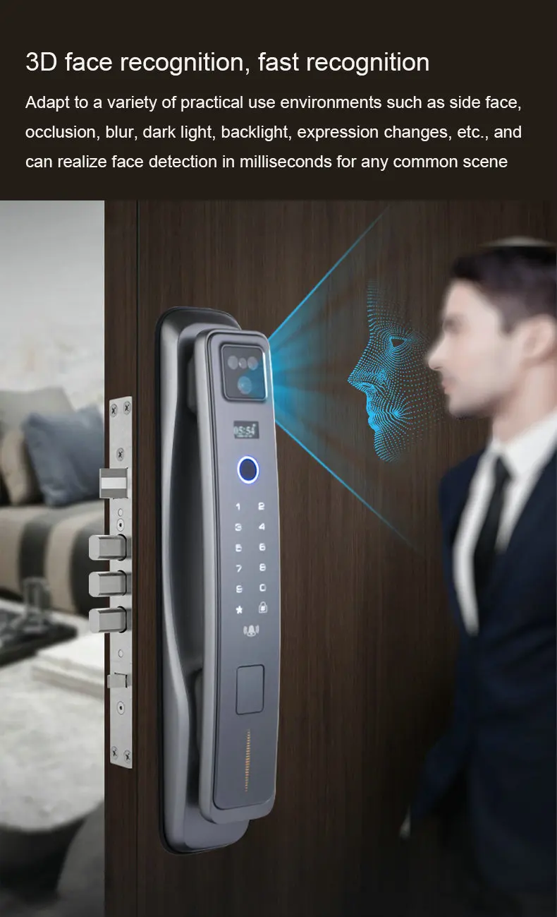 Smart Finger Veins 3D Face Recognition Door Lock with Wifi