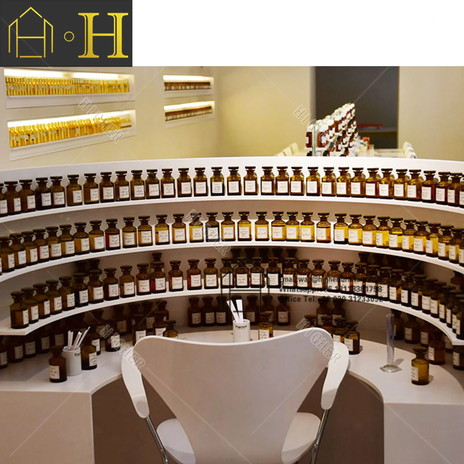 Customized Cosmetic Display Showcase Stand modern salon spa beauty ...