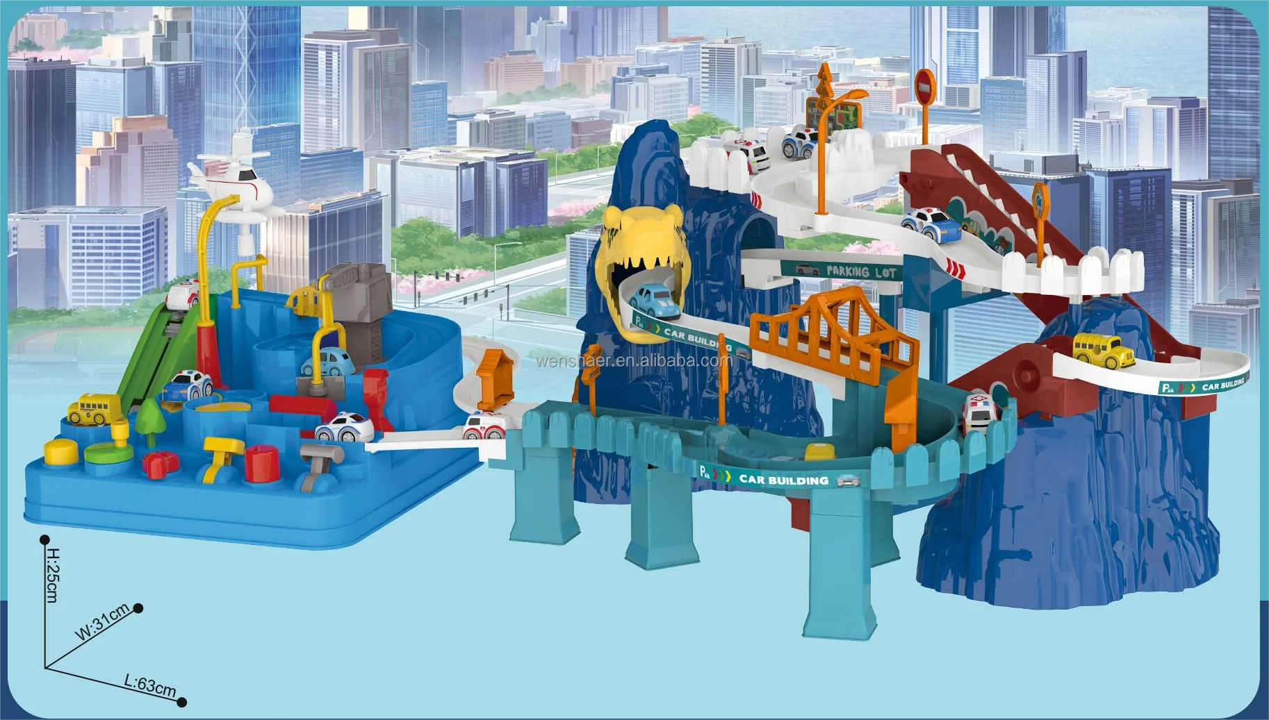 2024 Flexible Race Car Long Big Climbing Track Packing Plastic Toy 2in1 ...