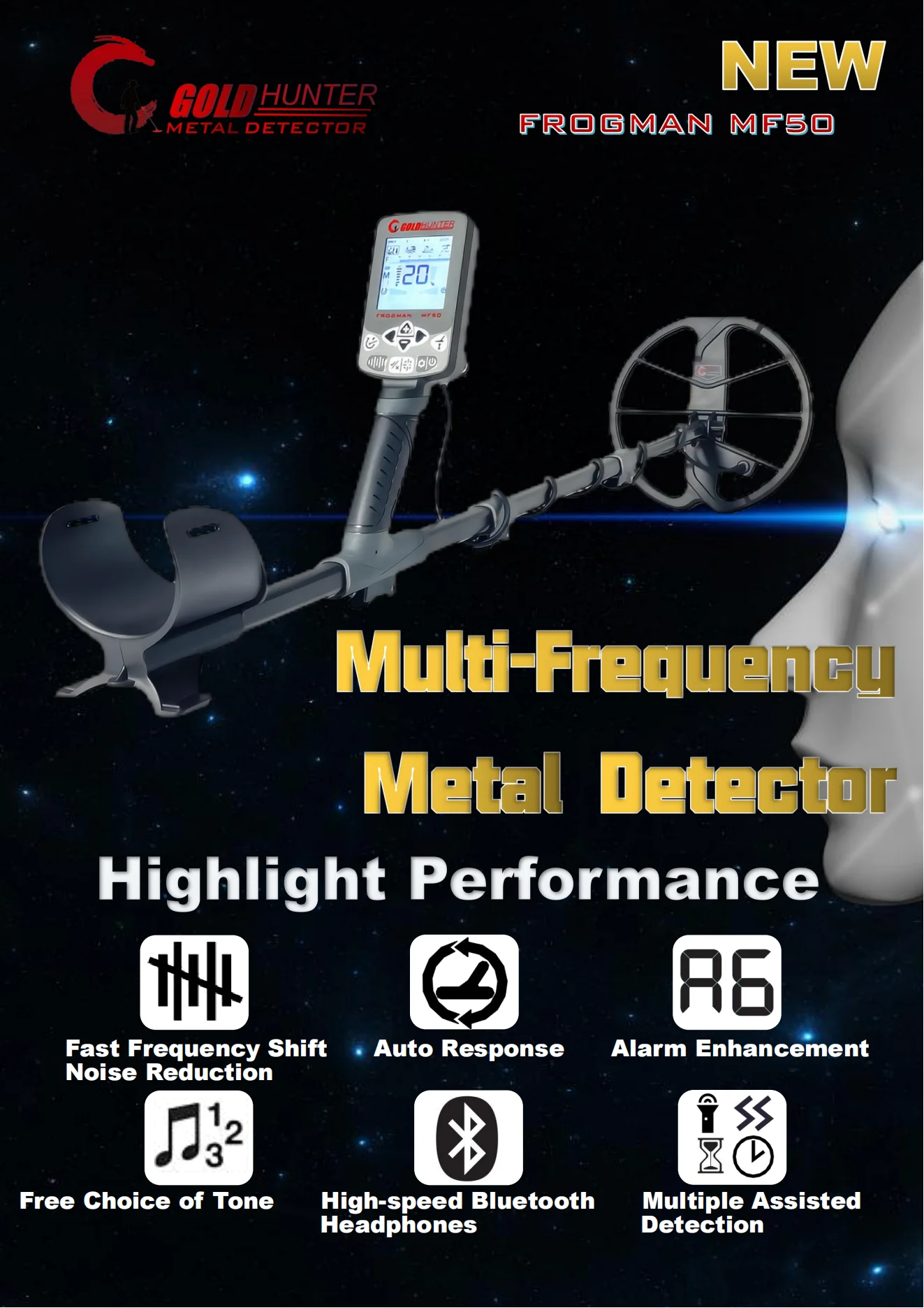Mulit-frequency Metal Detector Mf50 Underground Metal Detector Gold ...