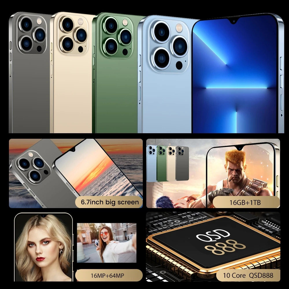 Wholesale Original I13 Pro Max Celular Android Smartphone 5g 16gb+1tb Mobile Phone For 13 Pro ...