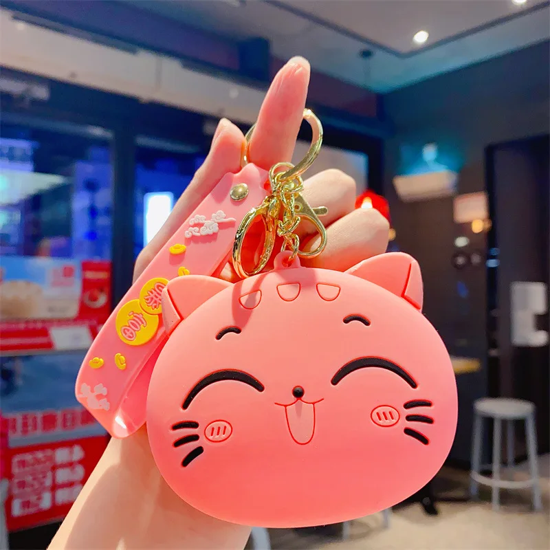 Cute Cartoon Cat Silicone Bag Charm - Kawaii Keychain