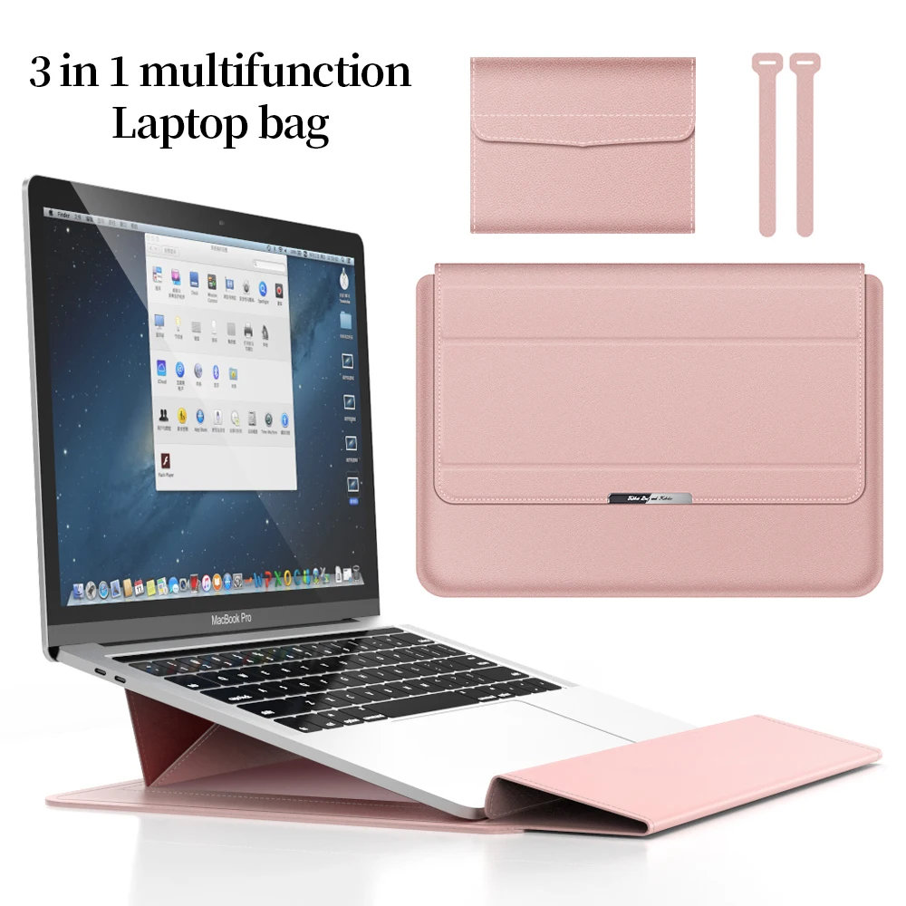 Pu Leather Waterproof Laptop Sleeve Bag & Stand Holder - Oem