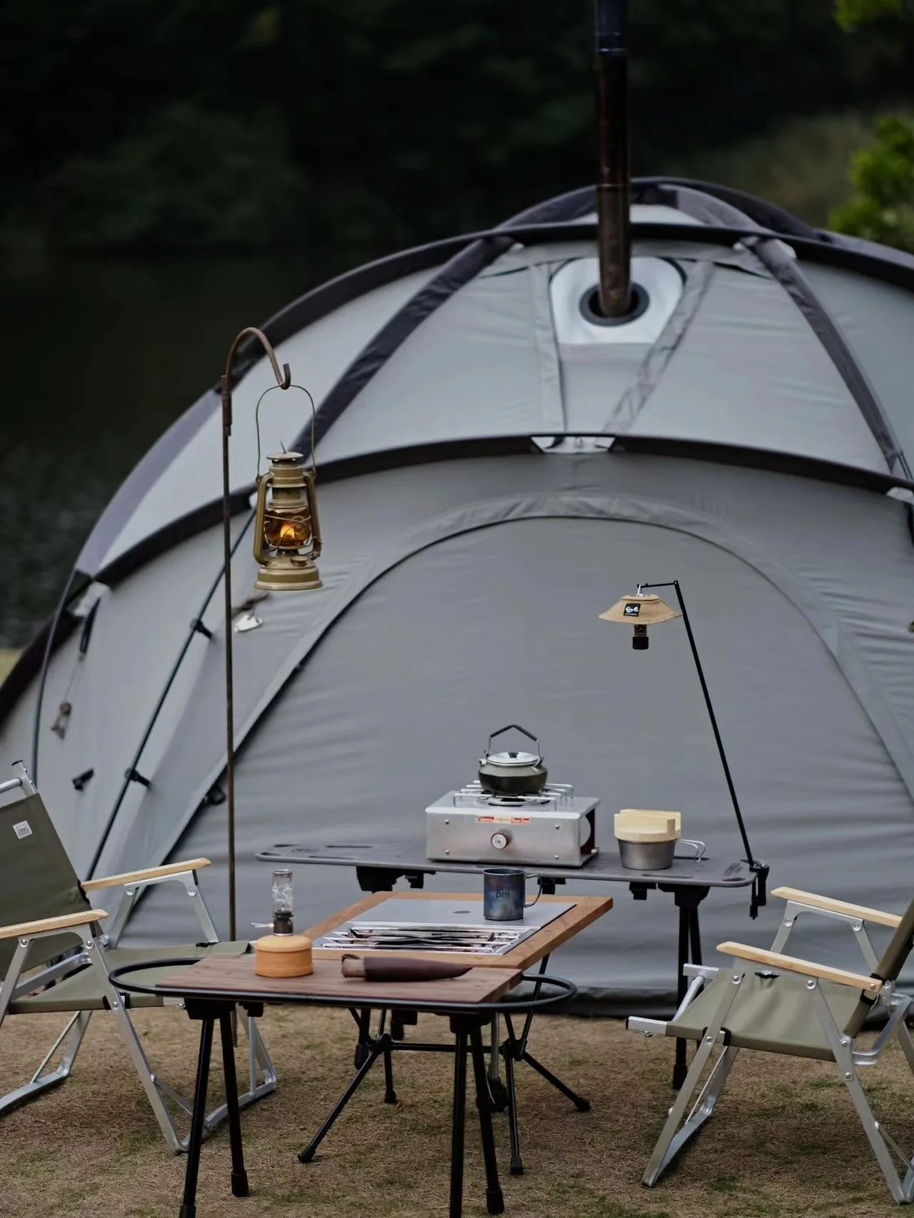 5+ Person Hemisphere Dome Tent Half Ball Tent With Stove Jack Hole ...