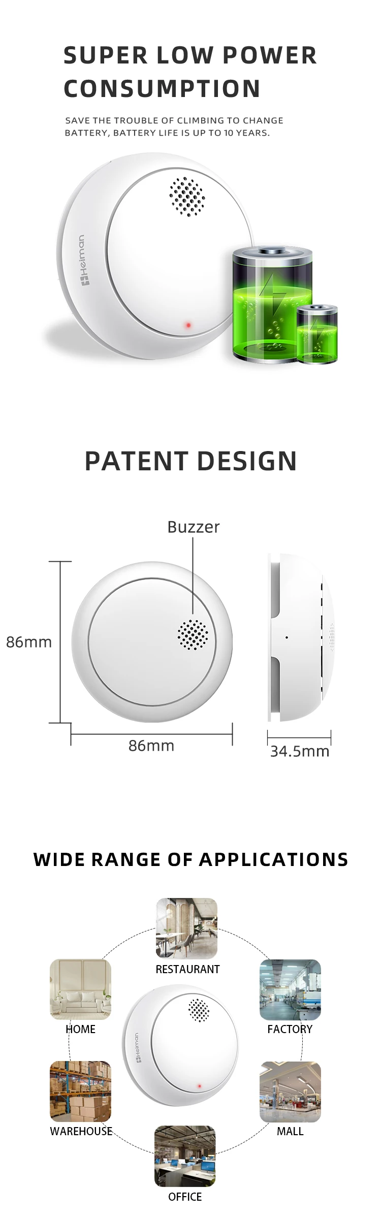 Smart Home Systems Wireless Interlink Rf433mhz Smoke Detector For ...
