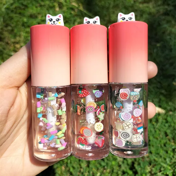 Cute Fruit Flavor Animal Cat Top Shaped Lipgloss Base Cosmetics Makeup ...