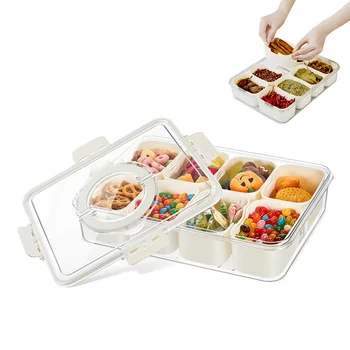 Stackable Portable 8 Compartment Plastic Clear Snack Box Container ...
